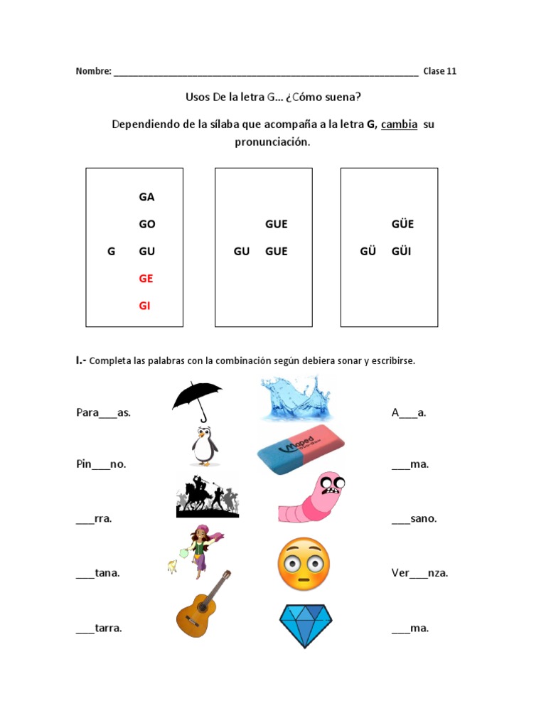 Estudiando La Pronunciación de La G | PDF | Ocio | Entretenimiento ...