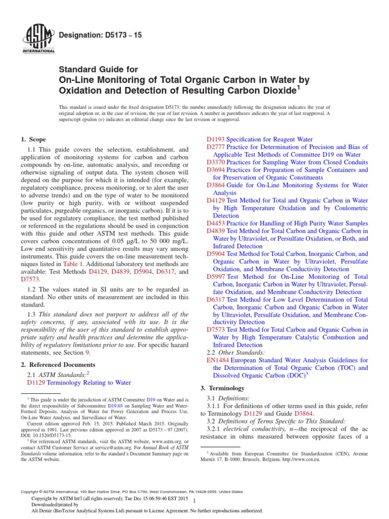 Apha Method 9215 1992 | PDF | Total Organic Carbon | Chemical Substances