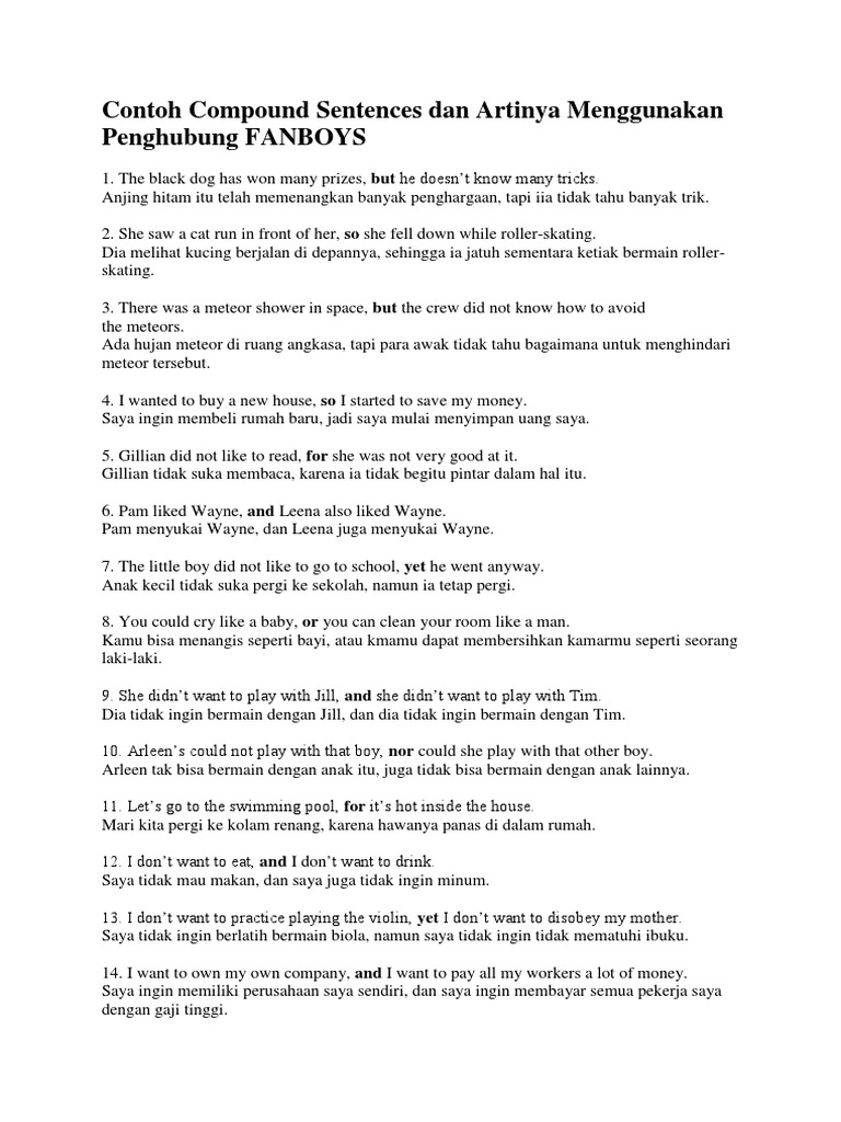 Contoh Compound Sentences | PDF | Seni & Disiplin Bahasa