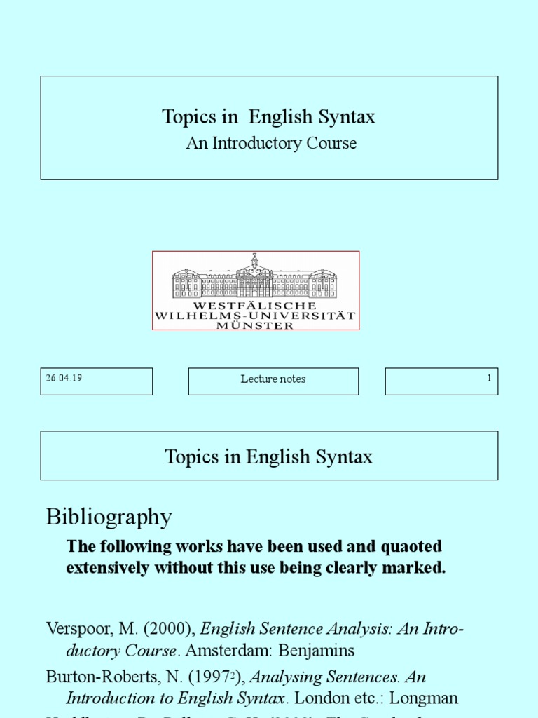 Topics in English Syntax: An Introductory Course | PDF | Phrase | Verb