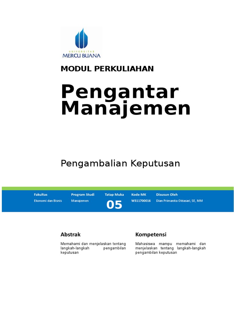 Modul Pengantar Manajemen (TM5) | PDF