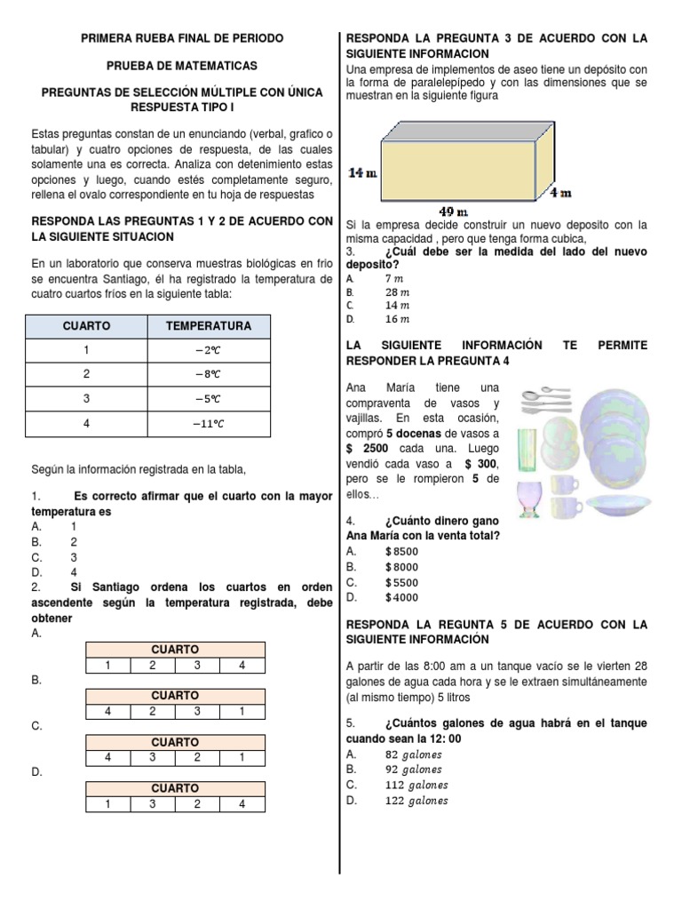 Prueba Tipo Icfes | PDF | Estadísticas | Triángulo