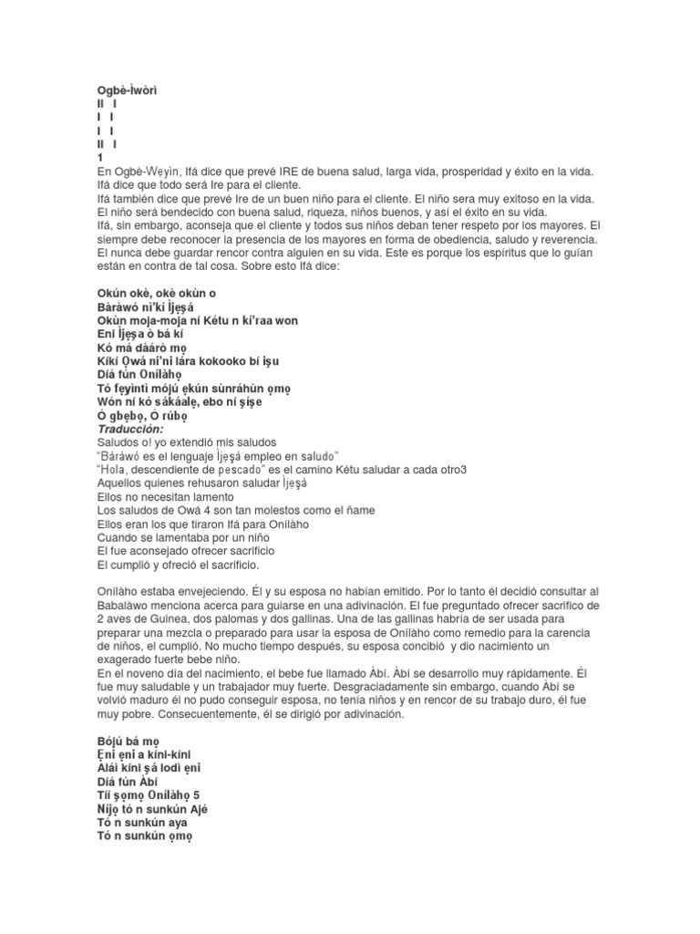 Ogbè Iwori | PDF | Rituales | Matrimonio