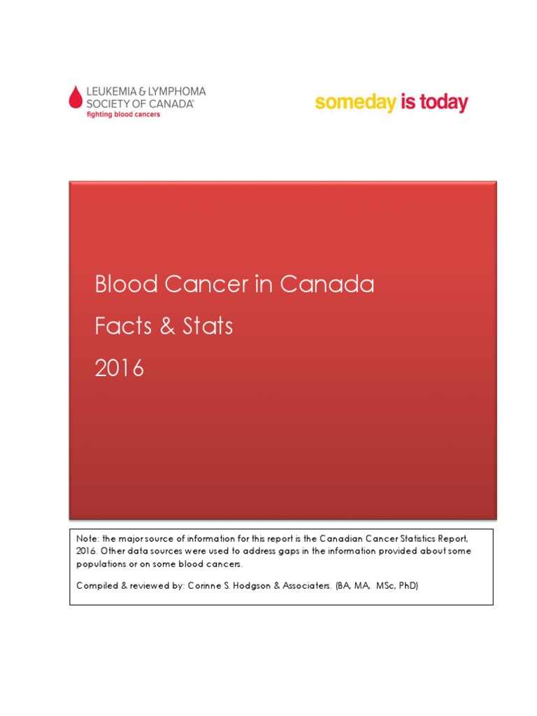 Blood Cancer in Canada Facts & Stats 2016 | PDF | Lymphoma | Leukemia