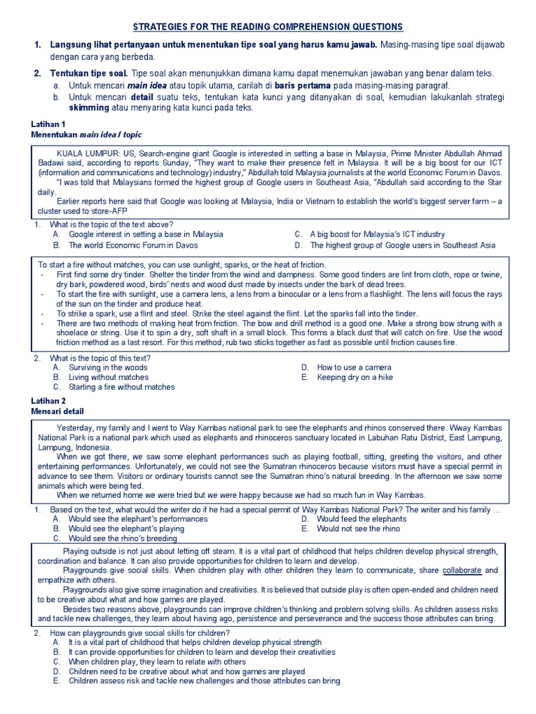 Strategies For The Reading Comprehension Questions | PDF | Nature