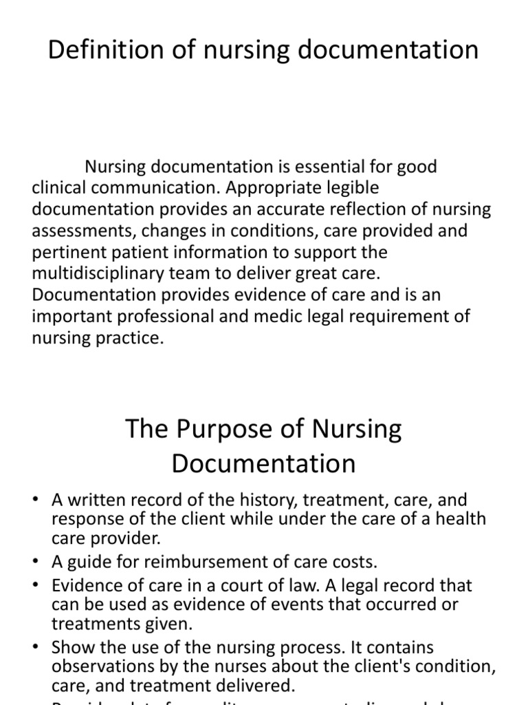 Nursing Documentation | PDF | Nursing | Health Care