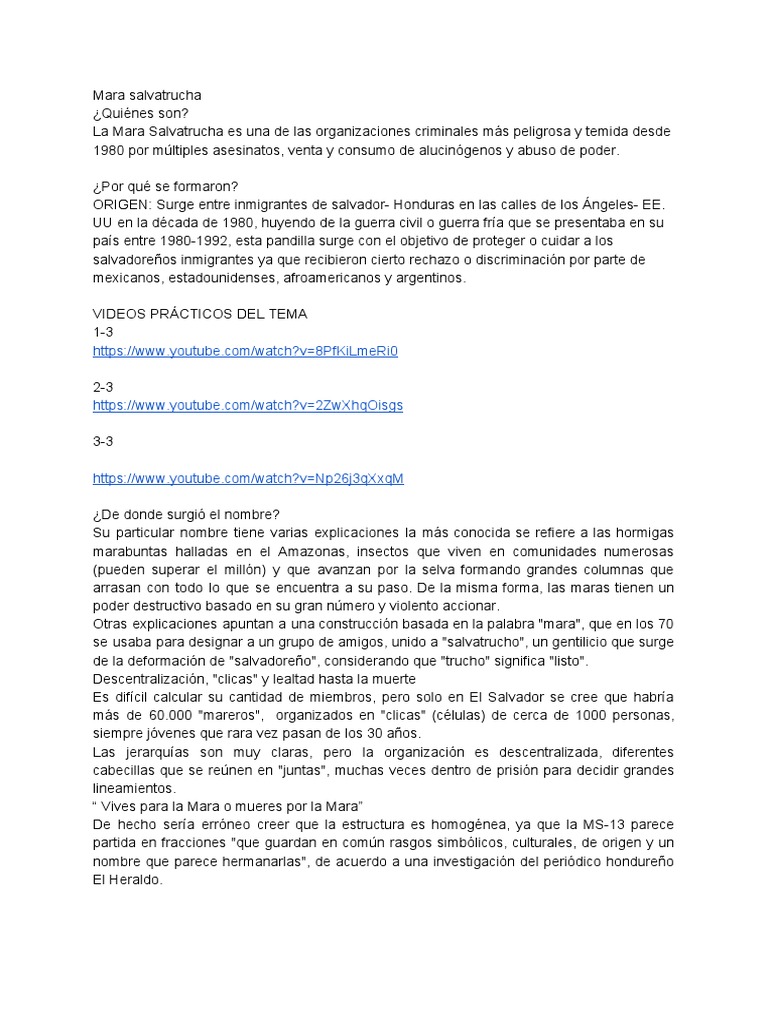 Mara Salvatrucha | PDF | Thriller y crimen | Actividad de pandillas