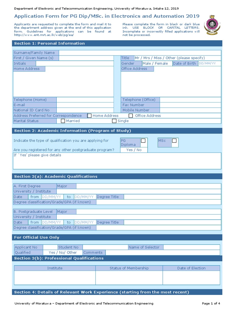 EA Application Form 2019 | PDF | Professional Certification | Academic ...