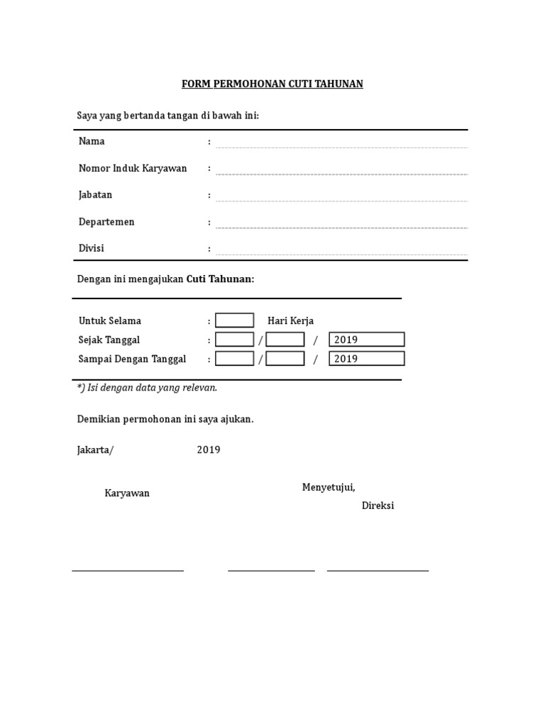 Form Cuti Karyawan | PDF