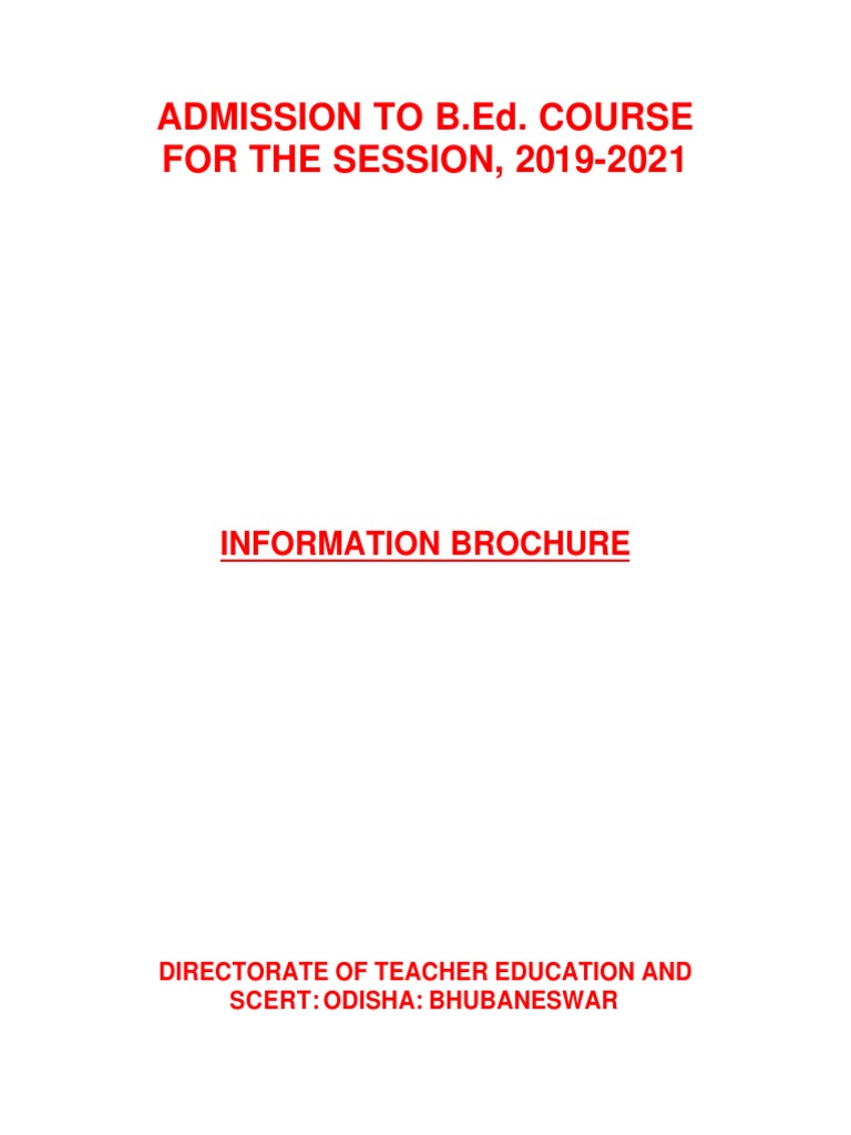 Brochure BEd | PDF | Bachelor's Degree | University And College Admission