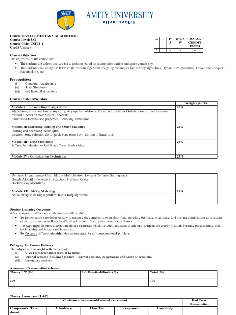 Elementary Algorithms Course Overview | PDF | Dynamic Programming ...