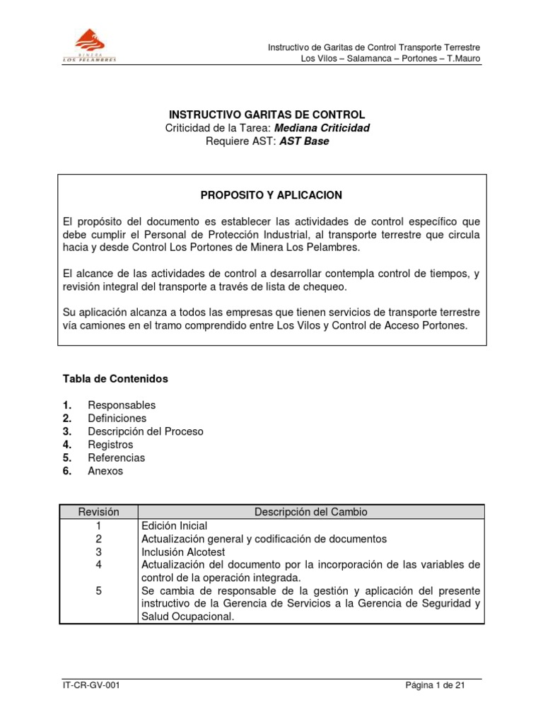 Instructivo de Garitas de Control Terrestre | PDF | Camión | Transporte