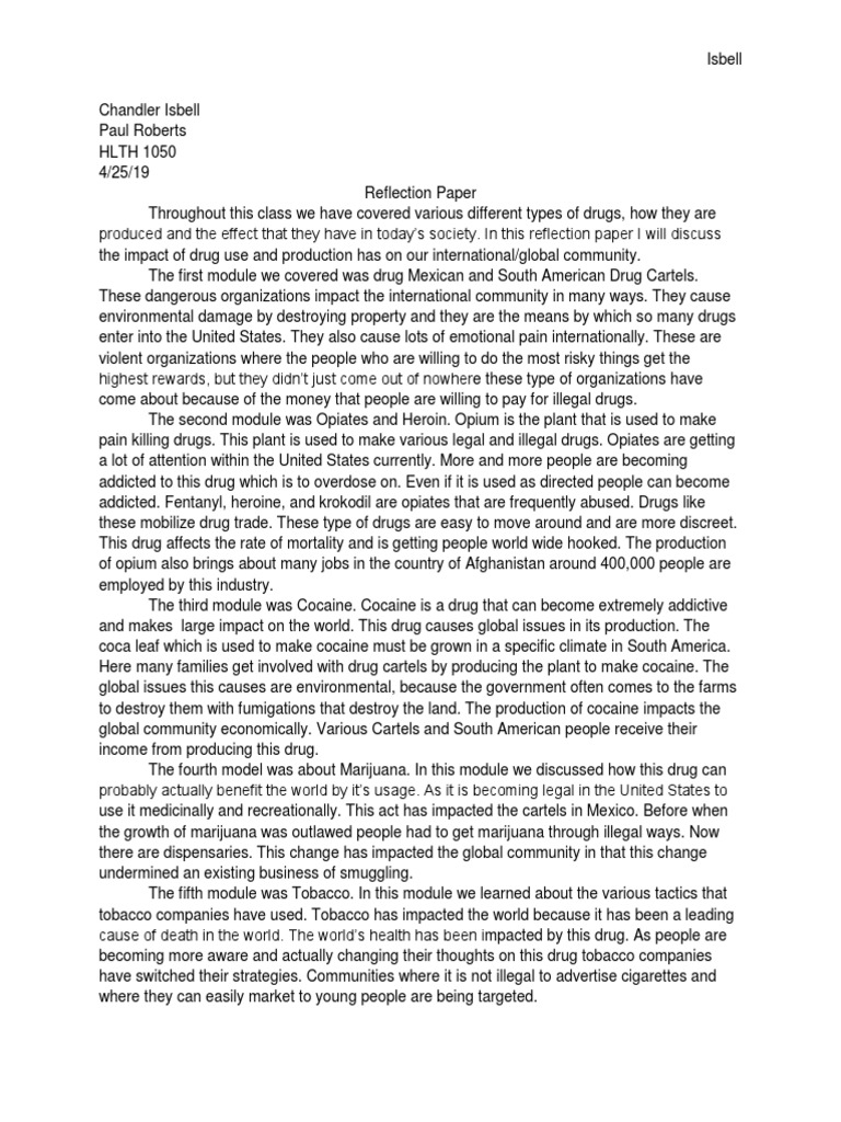 Reflection Paper | PDF | Illegal Drug Trade | Psychoactive Drugs