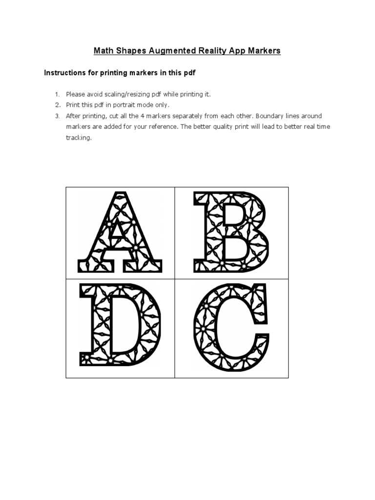 AR Math Shapes Printing Guide | PDF
