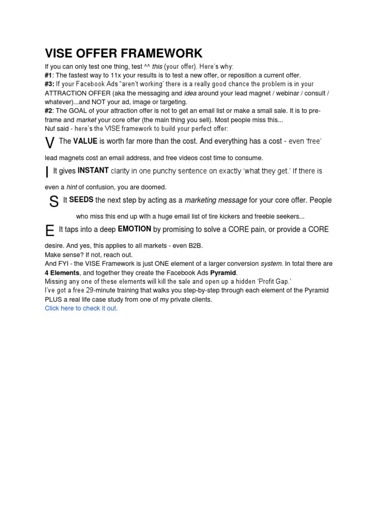 V I S E: Vise Offer Framework | PDF