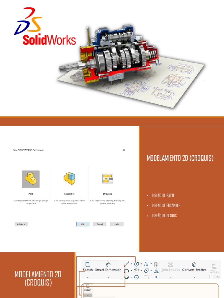 Croquis 2D en SolidWorks: Guía Básica | PDF | Tecnología