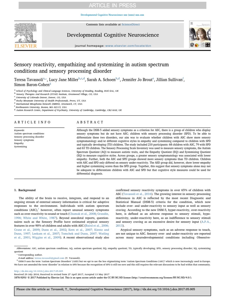 Sensory Reactivity | PDF | Empathy | Sensory Processing Disorder