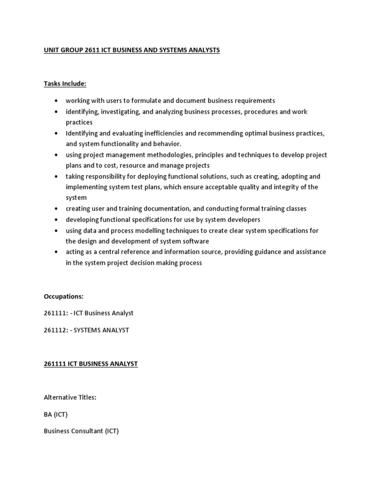 2611 - ICT Business & Systems Analyst | PDF