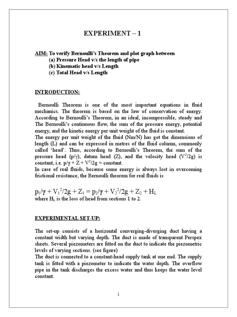 Bernoulli Experiment | PDF | Civil Engineering | Gases