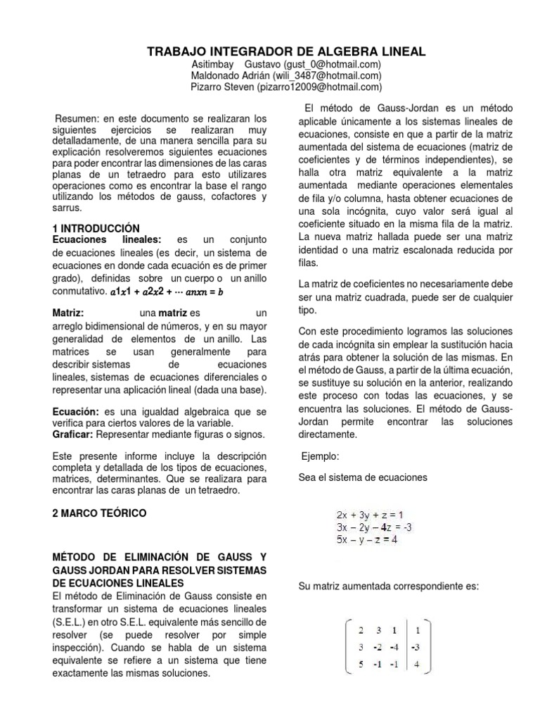 2 Trabajo Integrador de Algebra Lineal | PDF | Vector Euclidiano ...