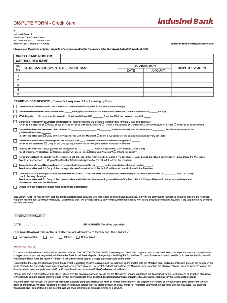Dispute Form 13 4 2017 PDF | PDF | Credit Card | Receipt