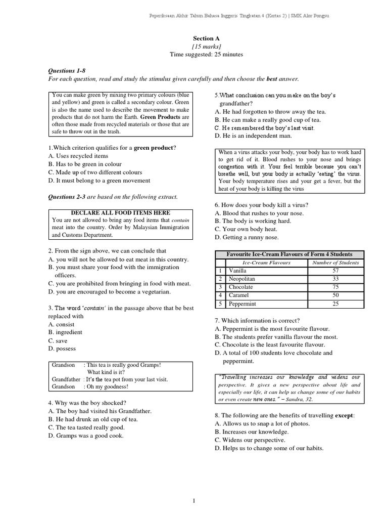 Form 4 (Paper 2) Final Exam | PDF