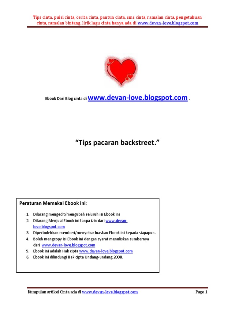 Tips Pacaran Backstreet | PDF