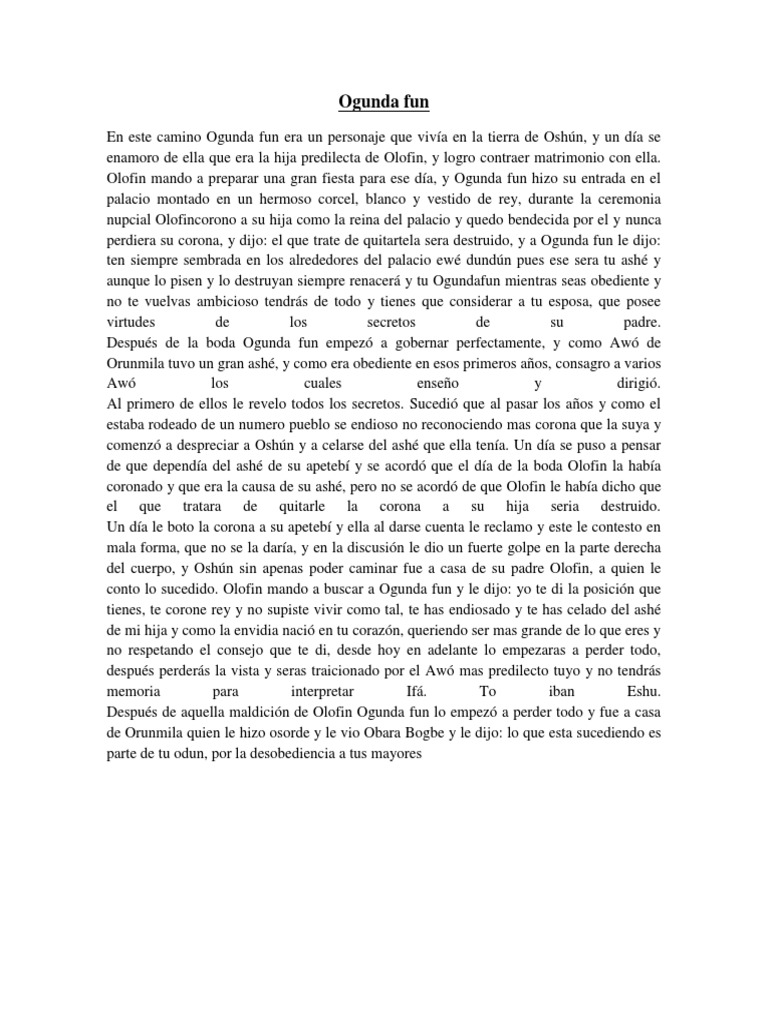 La Maldicion de Ogunda Fun Pataki - en Este Camino Ogunda Fun Era Un ...