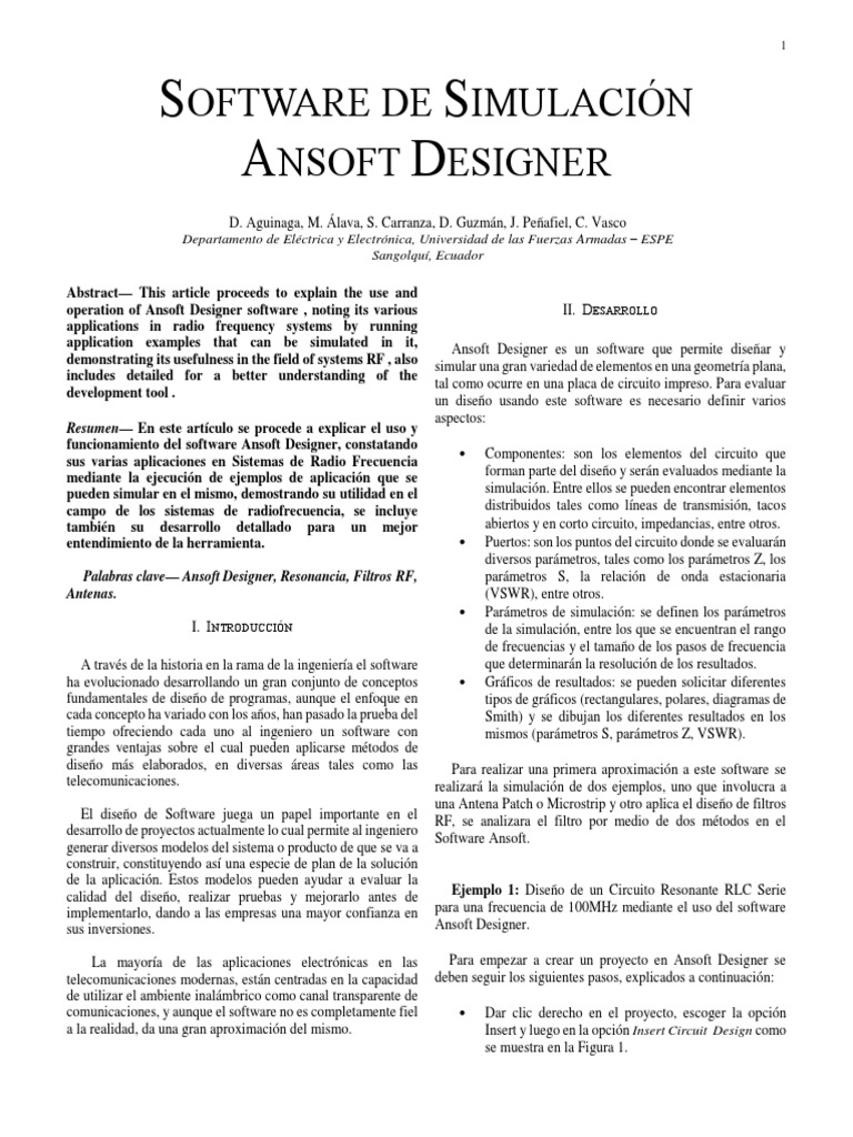Investigacion Ansoft Designer | PDF | Antena (Radio) | Software