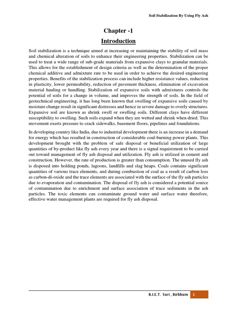 Fly Ash for Soil Stabilization Techniques | PDF | Fly Ash | Soil