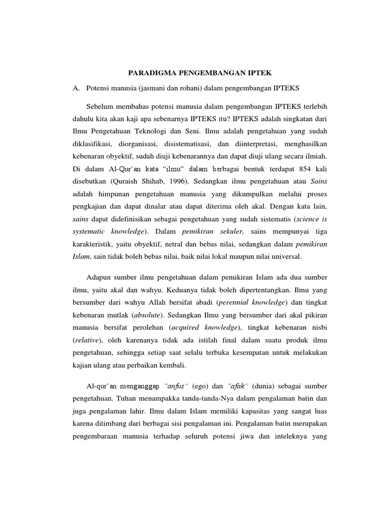 Paradigma Pengembangan IPTEKS | PDF Paradigma Pengembangan IPTEKS | PDF