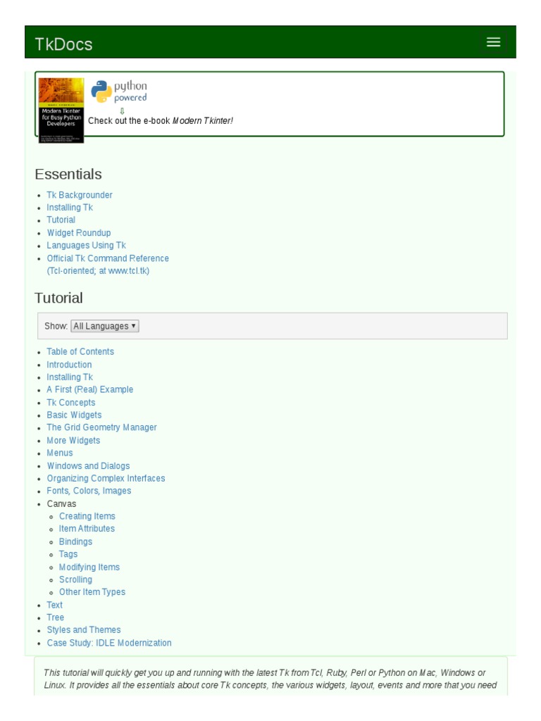 Tkdocs Com Tutorial Canvas HTML PDF | PDF | Computing | Computer Programming