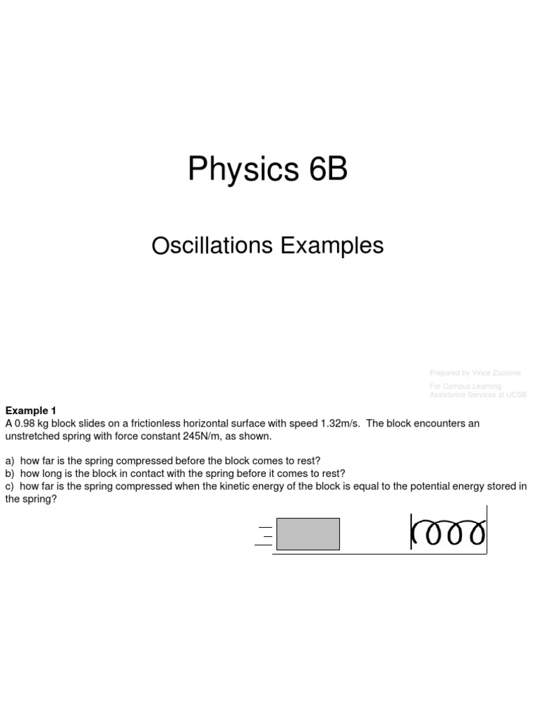 11.2 Physics 6B Oscillations | PDF | Friction | Potential Energy