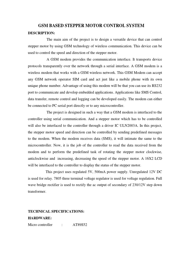 GSM Based Stepper Motor Control System | Download Free PDF | Rectifier ...