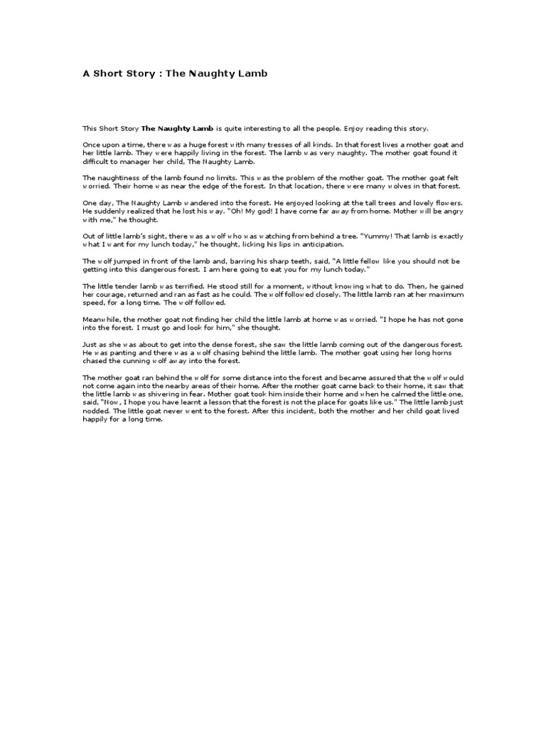A Short Story: The Naughty Lamb | PDF