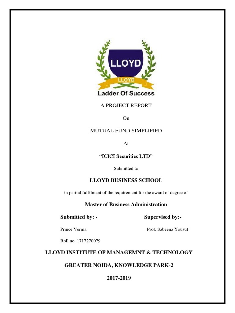 A Project Report On Mutual Fund Simplified at "ICICI Securities LTD ...