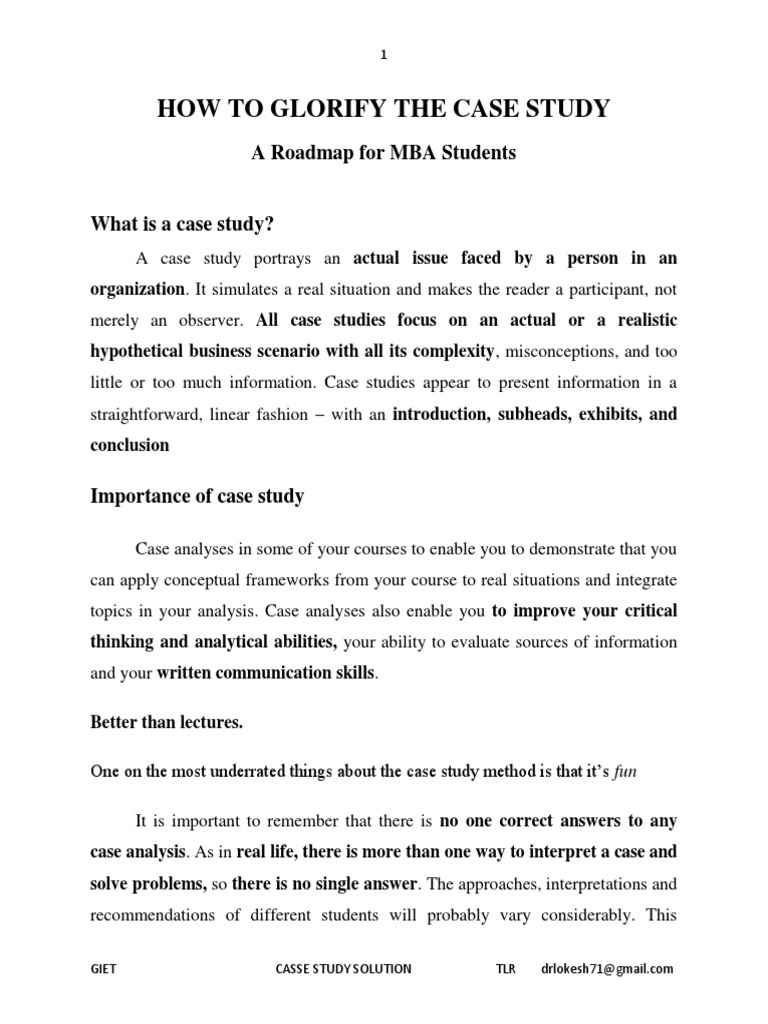 How To Glorify The Case Study: A Roadmap For MBA Students | PDF | Case ...