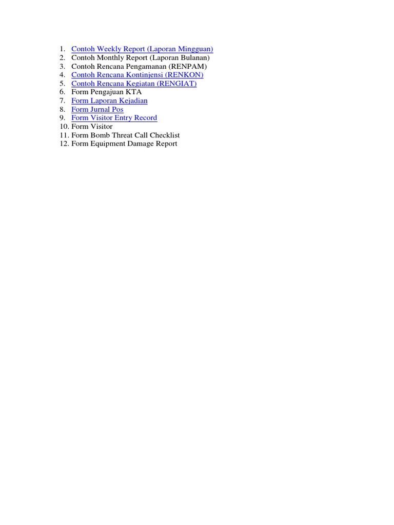 Contoh Weekly Report | PDF