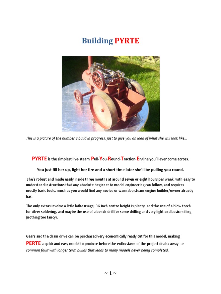Building PYRTE: The Simplest Live-Steam Pull-You-Round Traction Engine ...