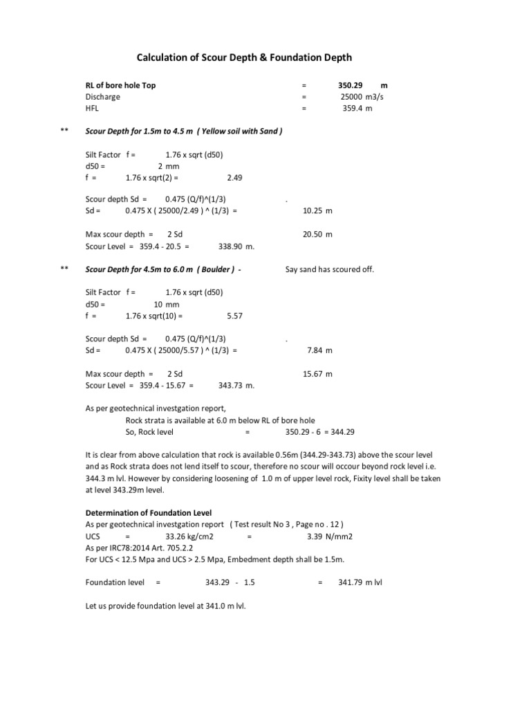 Scour Depth Calculation | PDF