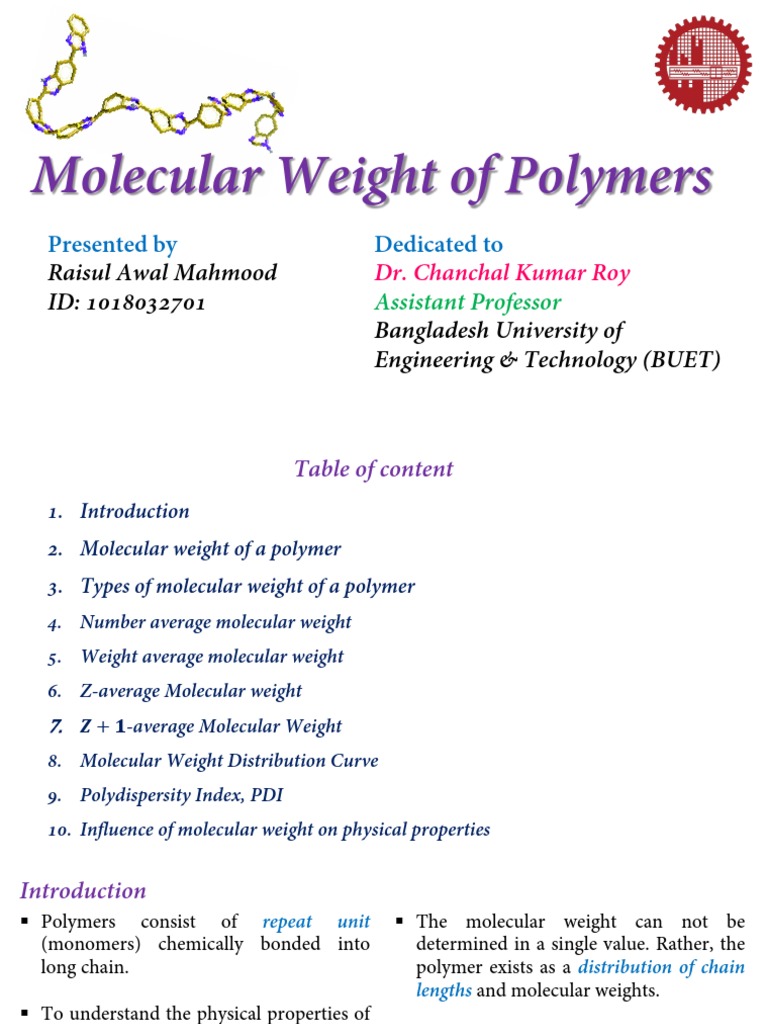 Weight of Polymer | PDF | Polymers | Molecular Mass