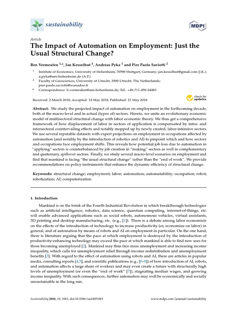 The Impact of Automation On Employment: Just The Usual Structural ...