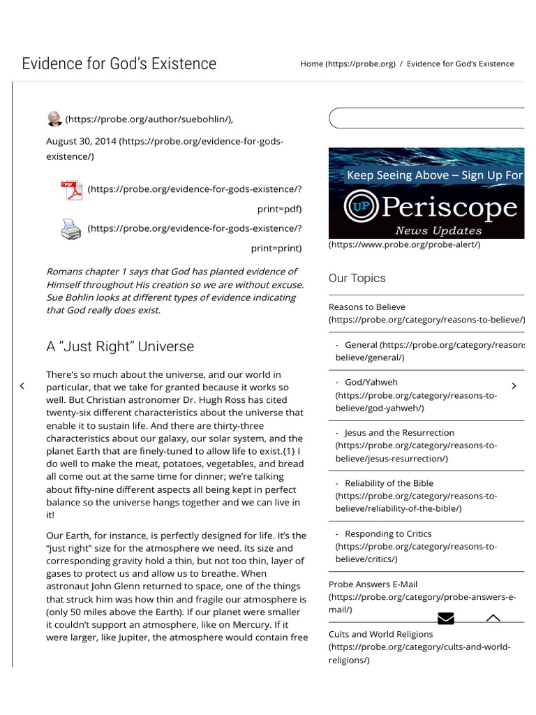 Evidence For God's Existence | PDF | Atmosphere | Sun