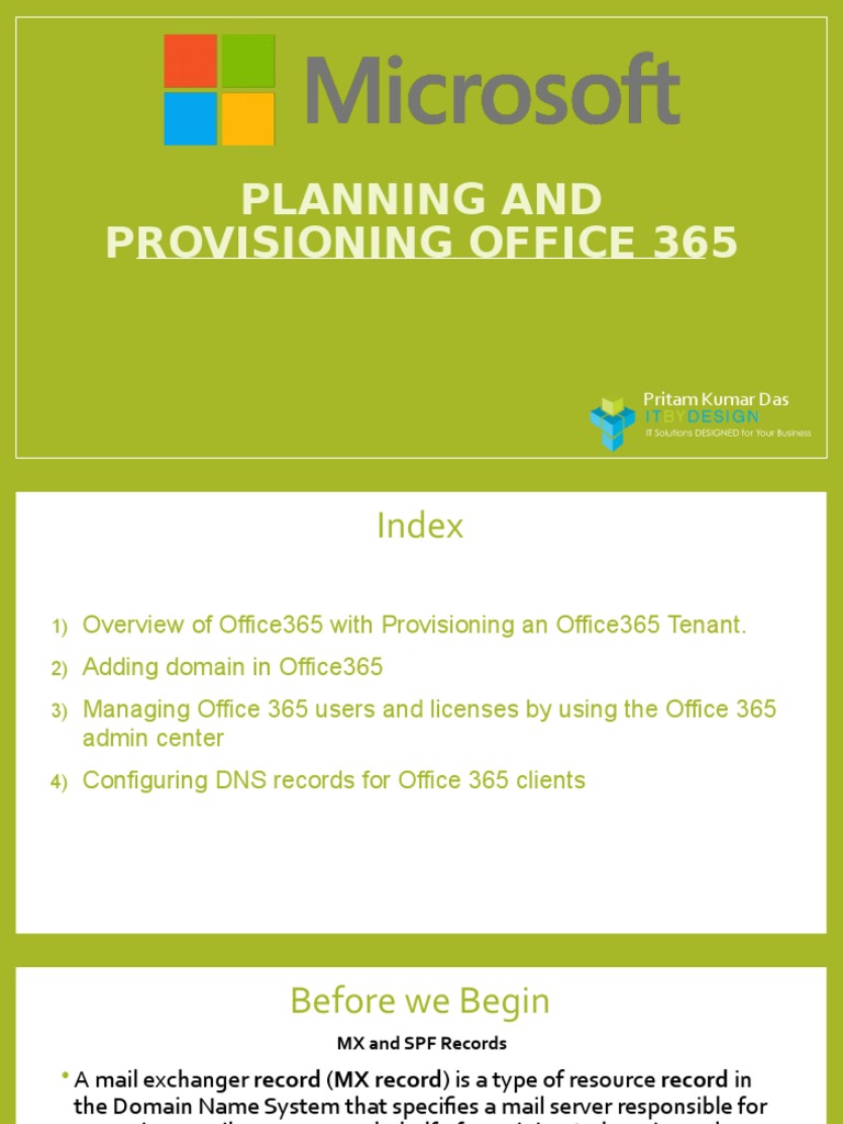 Planning and Provisioning Office 365 | PDF | Office 365 | Microsoft Office