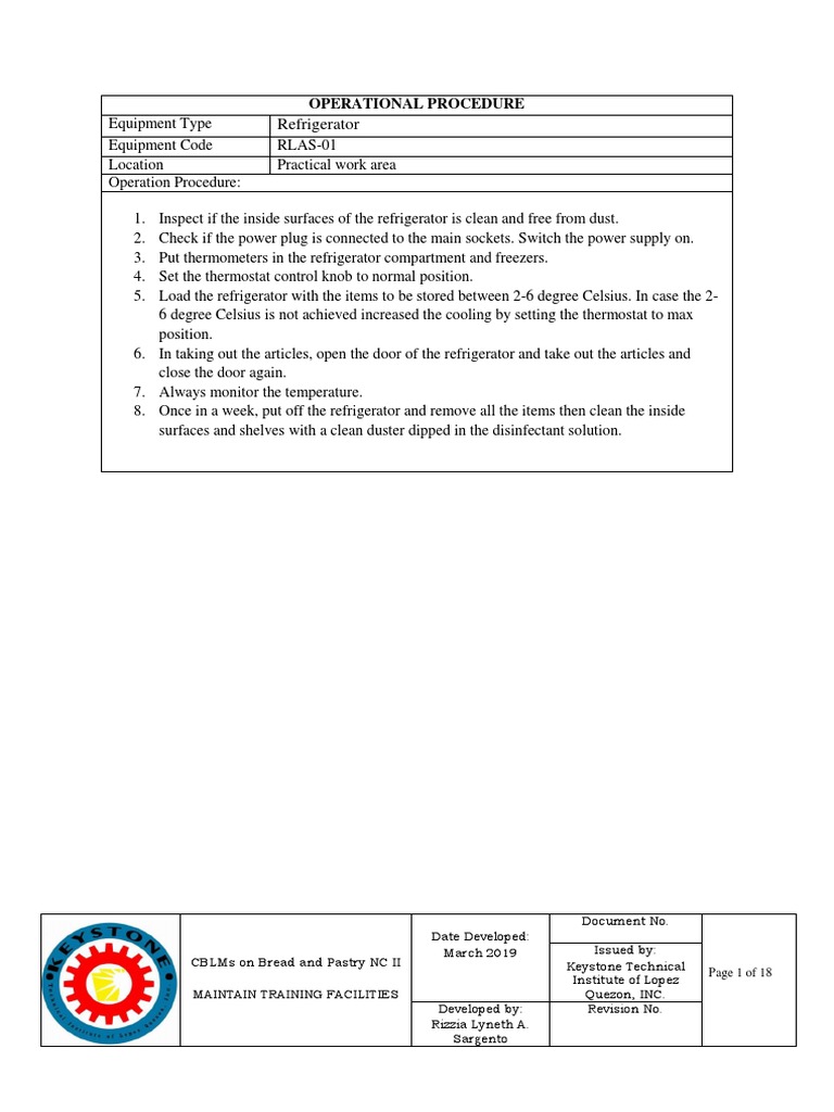 Maintaining Efficiency in the Bakery: Standard Operating Procedures and ...