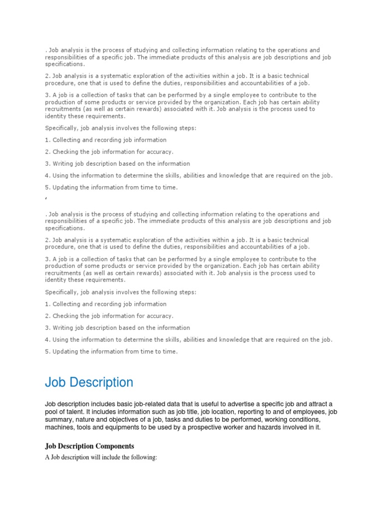 Job Description Components | PDF | Employment | Information