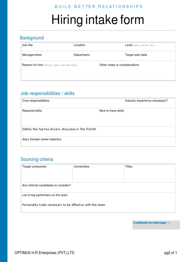 Hiring Intake Form: Background | PDF | Behavioural Sciences | Cognition