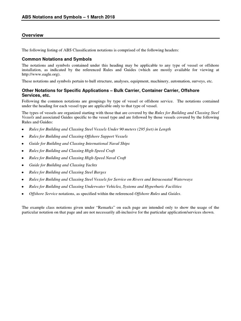 Class Notations Table Mar18 PDF | PDF | Ships | Exhaust Gas