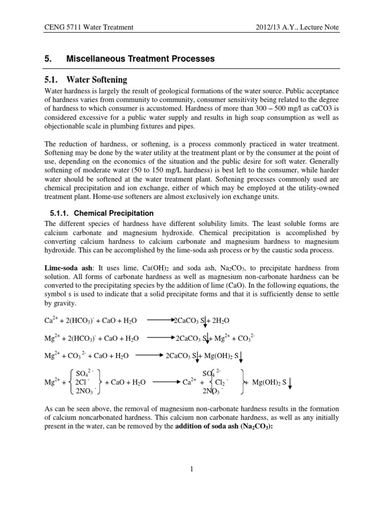 Water Treatment Processes and Chemical Calculations | PDF ...