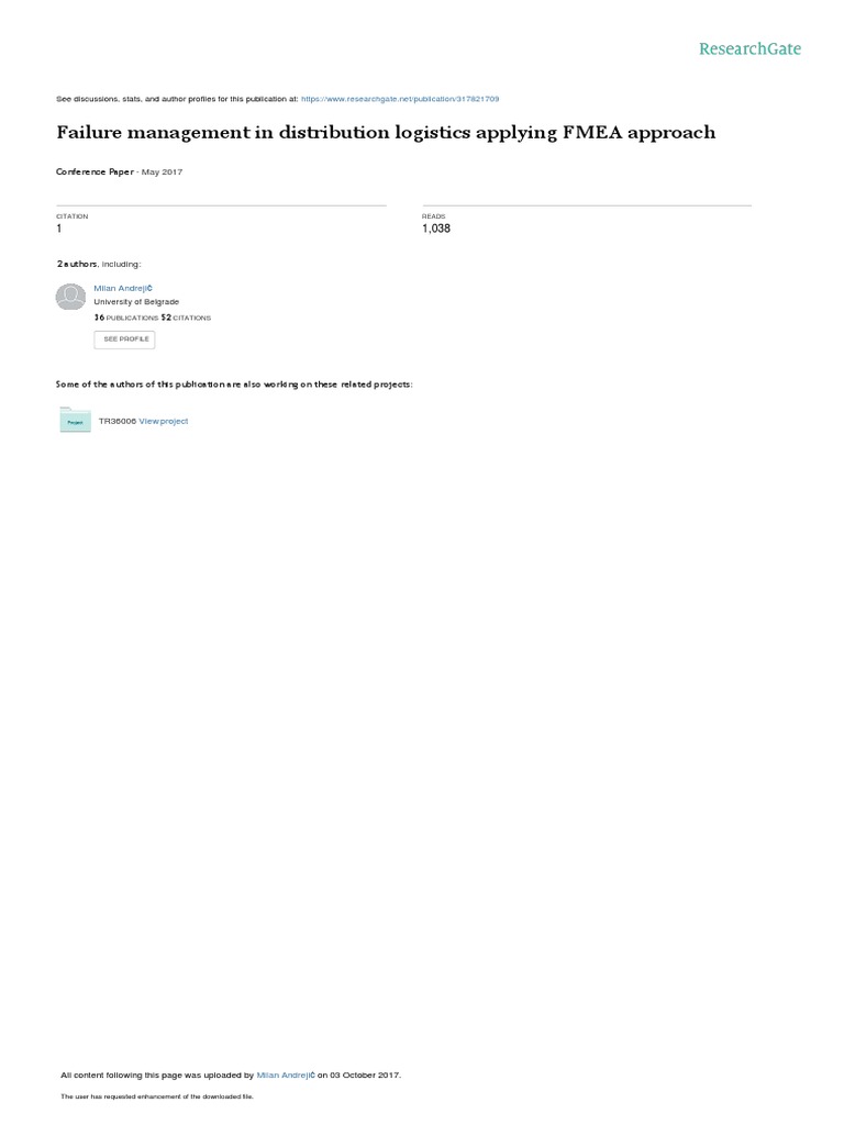 Failure Management in Distribution Logistics Applying FMEA Approach ...
